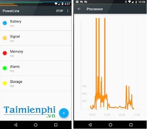 Download PowerLine cho Android - Theo dõi pin, CPU, RAM trên Android