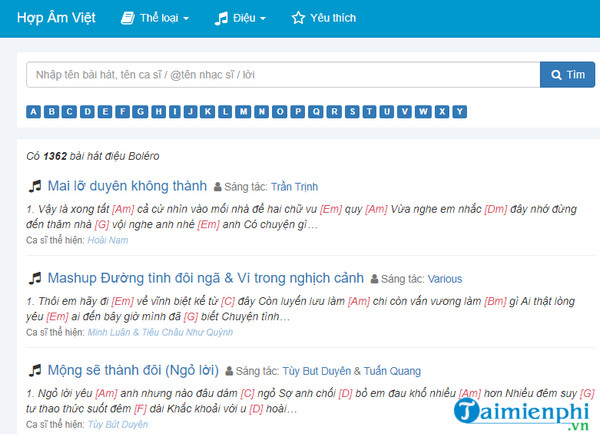 Download Hợp Âm Việt Web - Thư viện hợp âm phong phú cho nhạc sĩ và ng