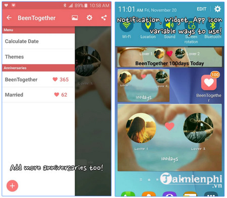 Download Been Together cho Android - Ứng dụng tính ngày yêu với hình ả