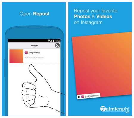 Download Repost for Instagram cho Android - Repost bài viết trên Insta