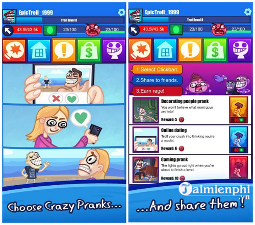 Download Troll Face Clicker Quest - Game giải trí đồ họa vui nhộn -tai