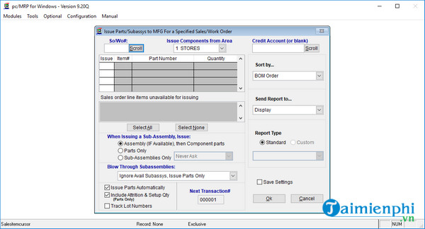 Download PC/MRP For Windows 8.7 - Phần mềm lập kế hoạch nguyên liệu to