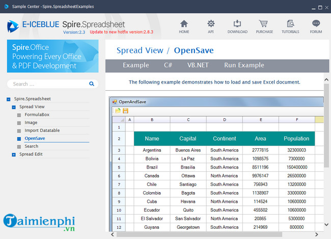 Download Spire.Spreadsheet 2.3 - Phần mềm hỗ trợ chèn file Excel vào m