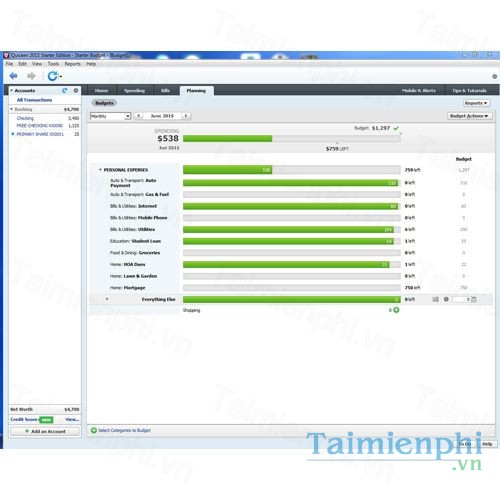 Download Quicken Starter 2016 - Quản lý hoạt động chi tiêu, tài chính