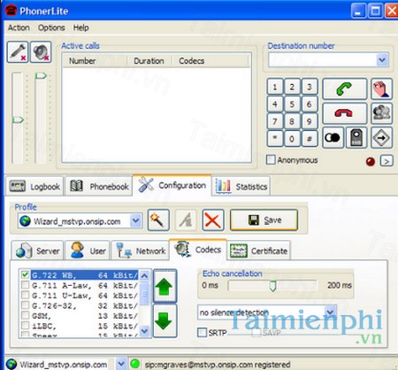 Download PhonerLite 3.10 beta - Chat, nhắn tin, gọi điện qua máy tính