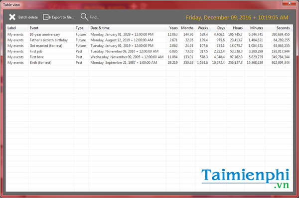 Download Date Time Counter 9.0 build 056 - Quản lý thời gian cuộc đời