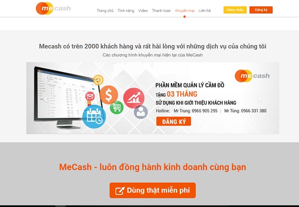 MeCash - Phần mềm quản lý cầm đồ, vay lãi, bát họ trực tuyến -taimienp