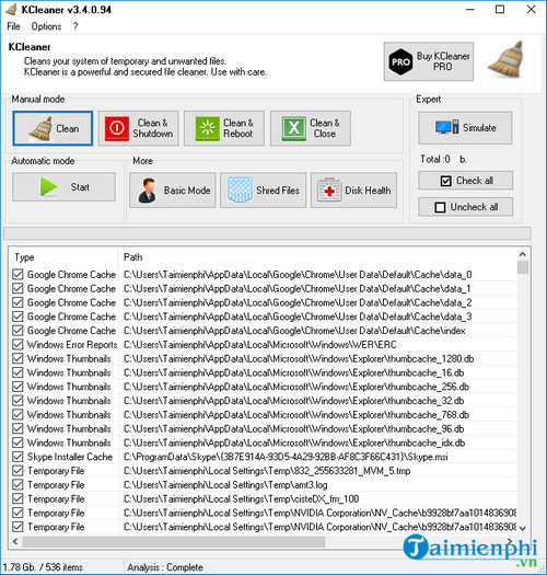 KCleaner -Download- Tải về - Dọn dẹp, tăng tốc hệ thống máy tính -taim